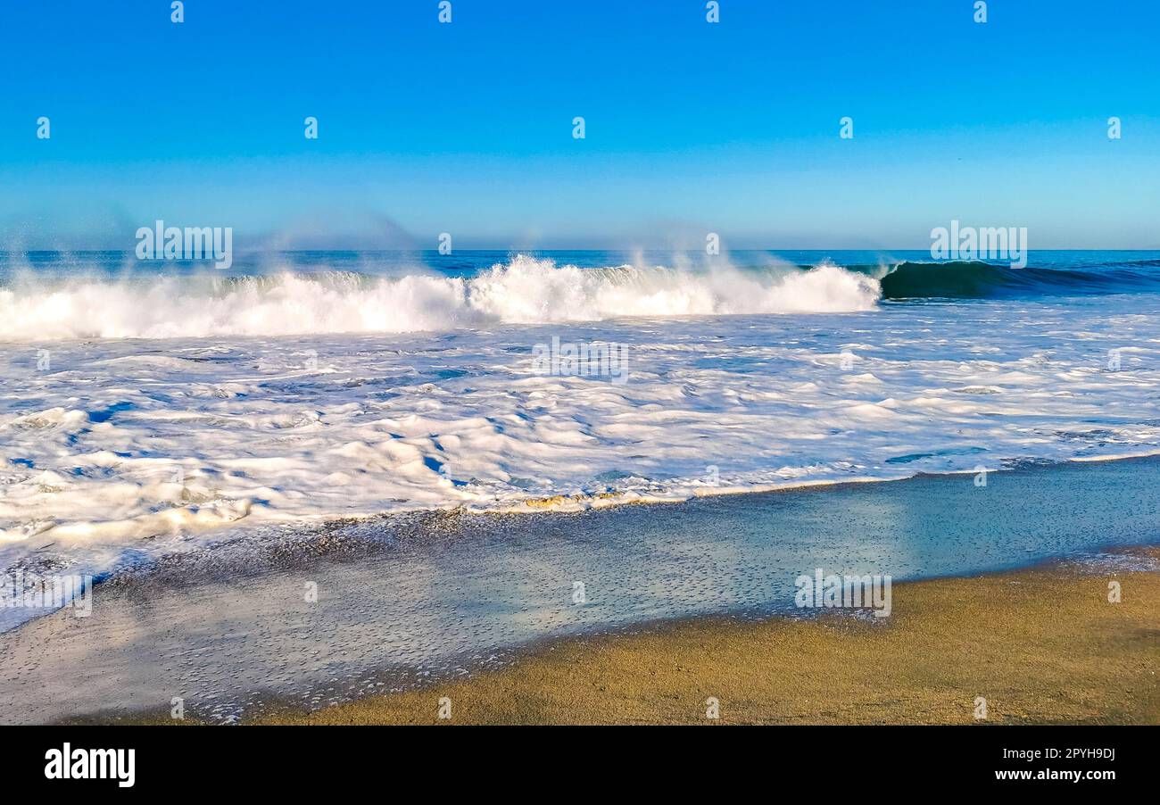Extremely huge big surfer waves at beach Puerto Escondido Mexico Stock ...