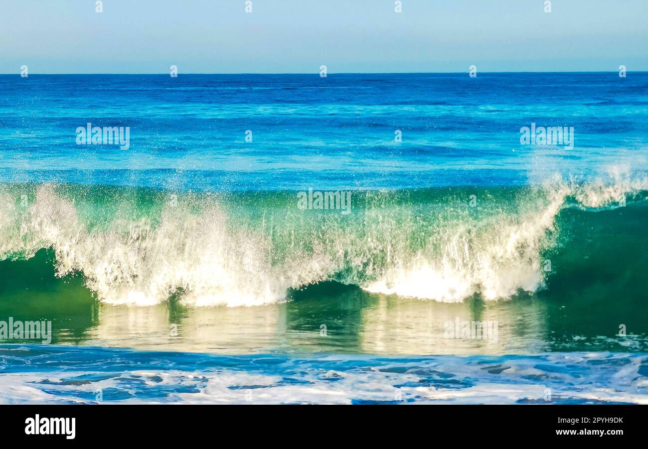 Extremely huge big surfer waves at beach Puerto Escondido Mexico Stock ...