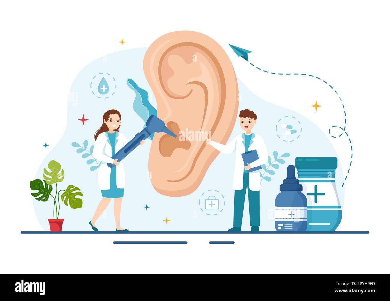 Otorhinolaryngologist Illustration with Medical Relating to the Ear ...