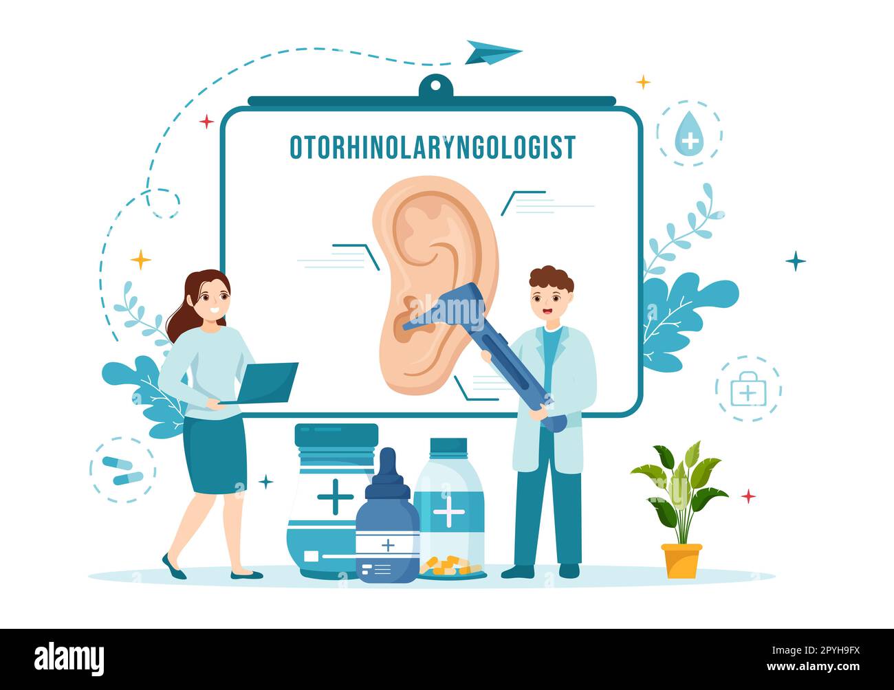 Otorhinolaryngologist Illustration with Medical Relating to the Ear ...