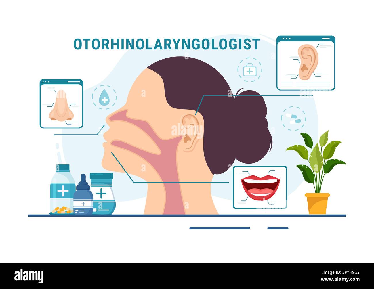 Otorhinolaryngologist Illustration with Medical Relating to the Ear ...