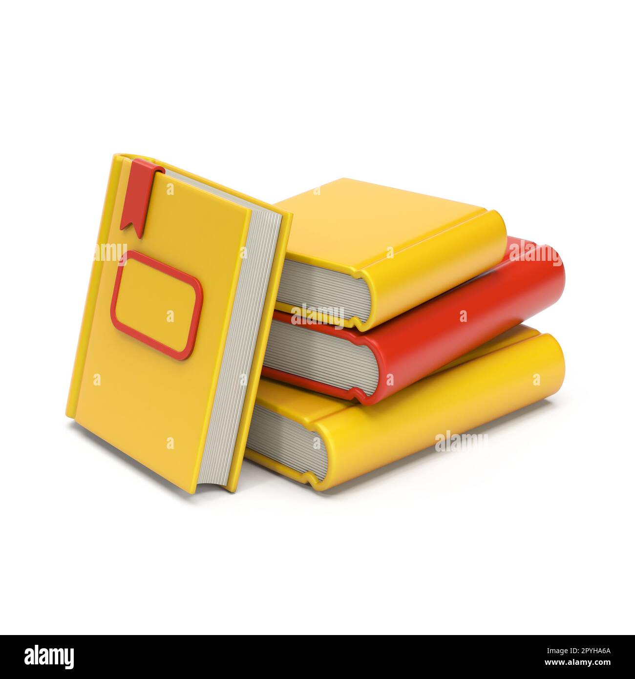Stack of yellow books 3D rendering illustration isolated on white ...