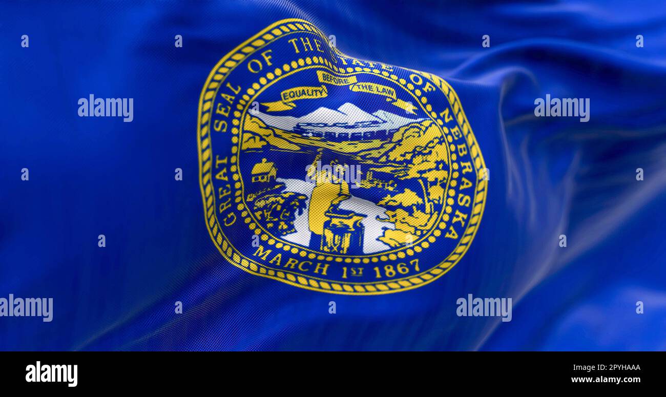 Detail of the Nebraska state flag fluttering Stock Photo - Alamy