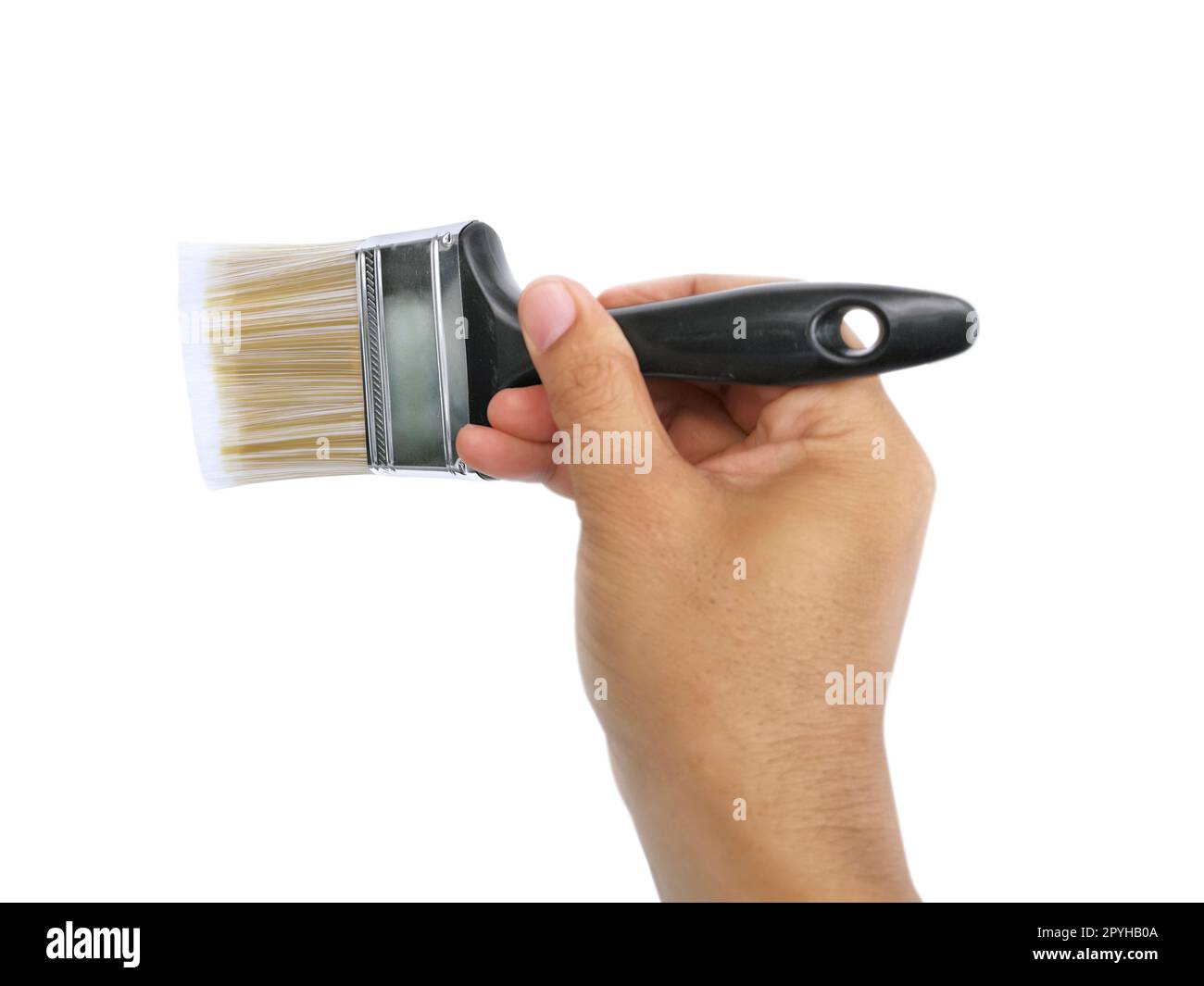 hand holding Paintbrush isolated on white background Stock Photo - Alamy