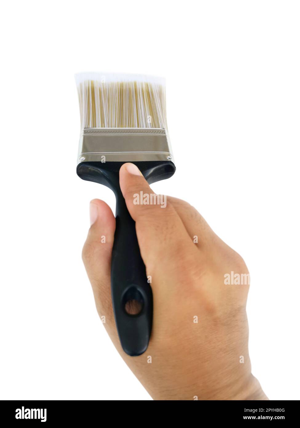 hand holding Paintbrush isolated on white background Stock Photo - Alamy