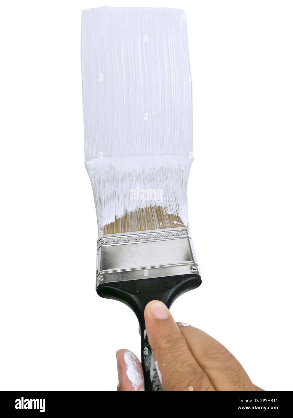 Hand holding brush painting wall Stock Photo - Alamy