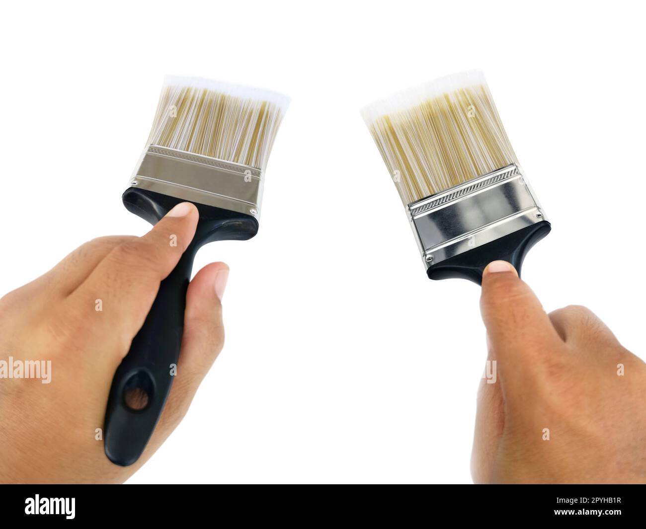 hand holding Paintbrush isolated on white background Stock Photo - Alamy