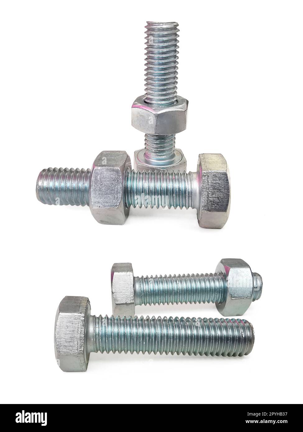 Nut and screw on hand on white background Stock Photo - Alamy