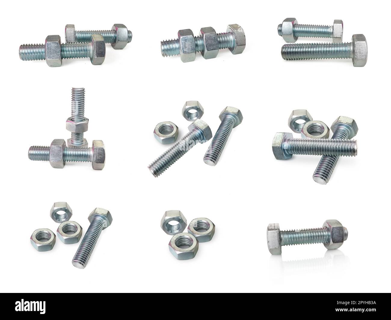 Nut and screw on hand on white background Stock Photo - Alamy