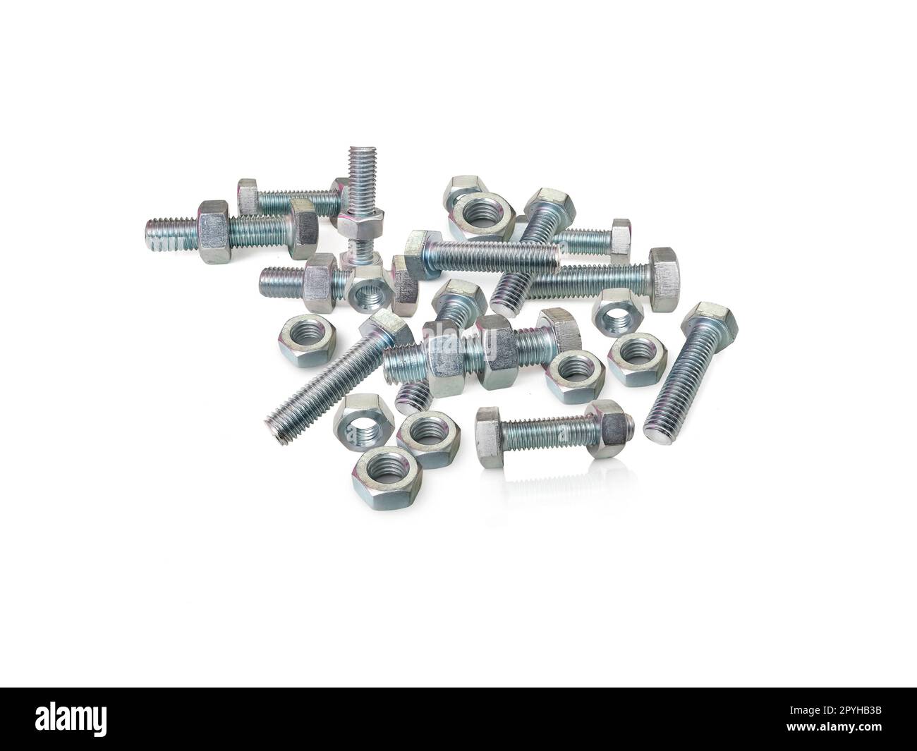 Nut and screw on hand on white background Stock Photo - Alamy