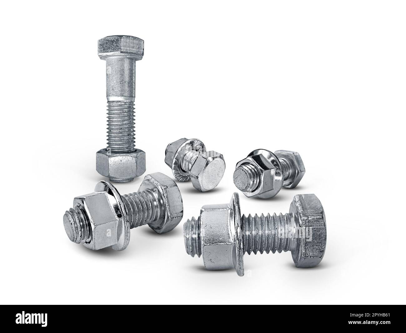 Nut and screw on hand on white background Stock Photo - Alamy