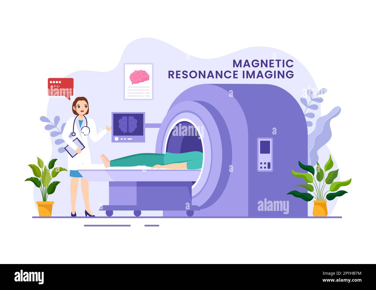 MRI or Magnetic Resonance Imaging Illustration with Doctor and Patient ...
