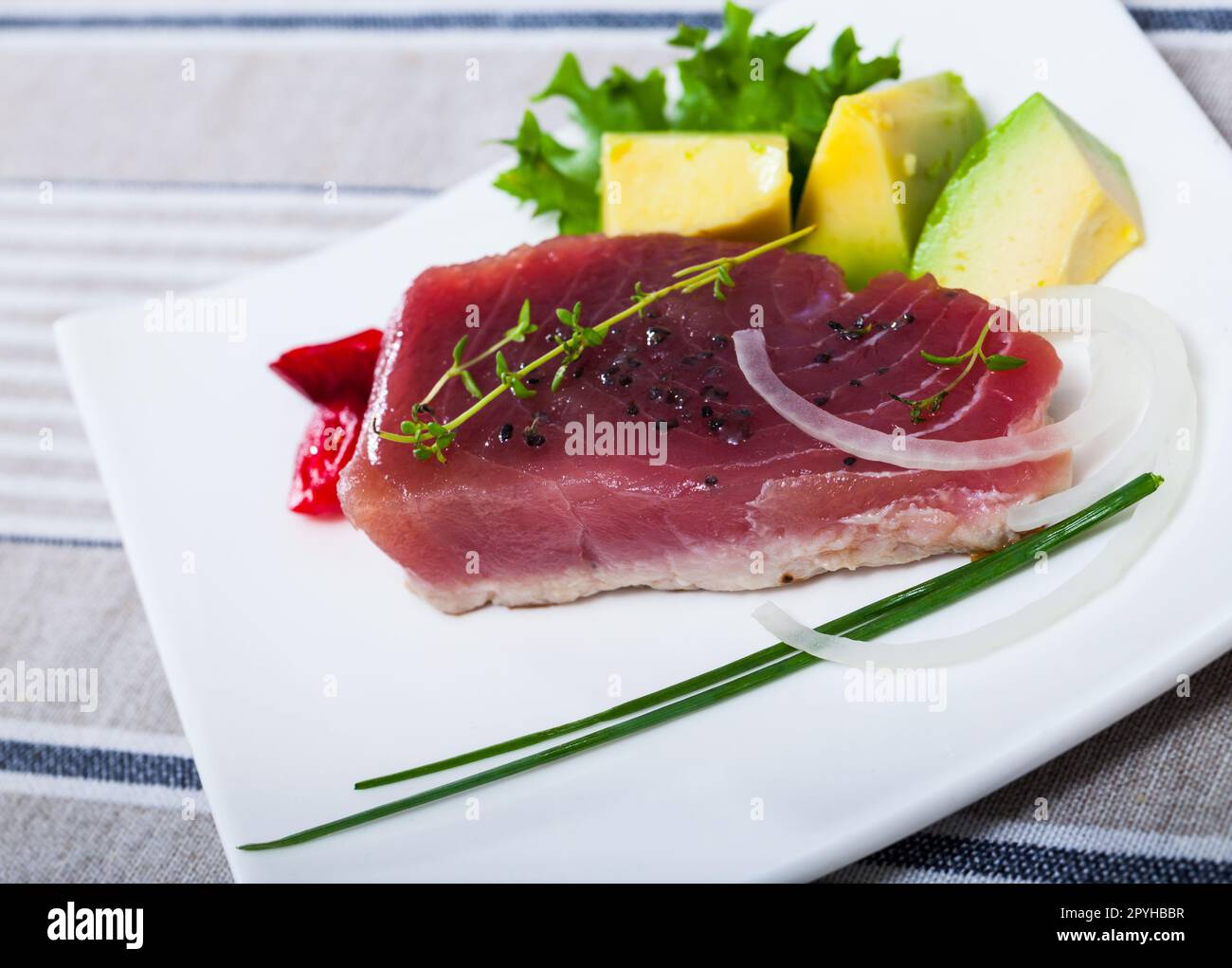 Delicious lightly fried tuna fillet Stock Photo - Alamy