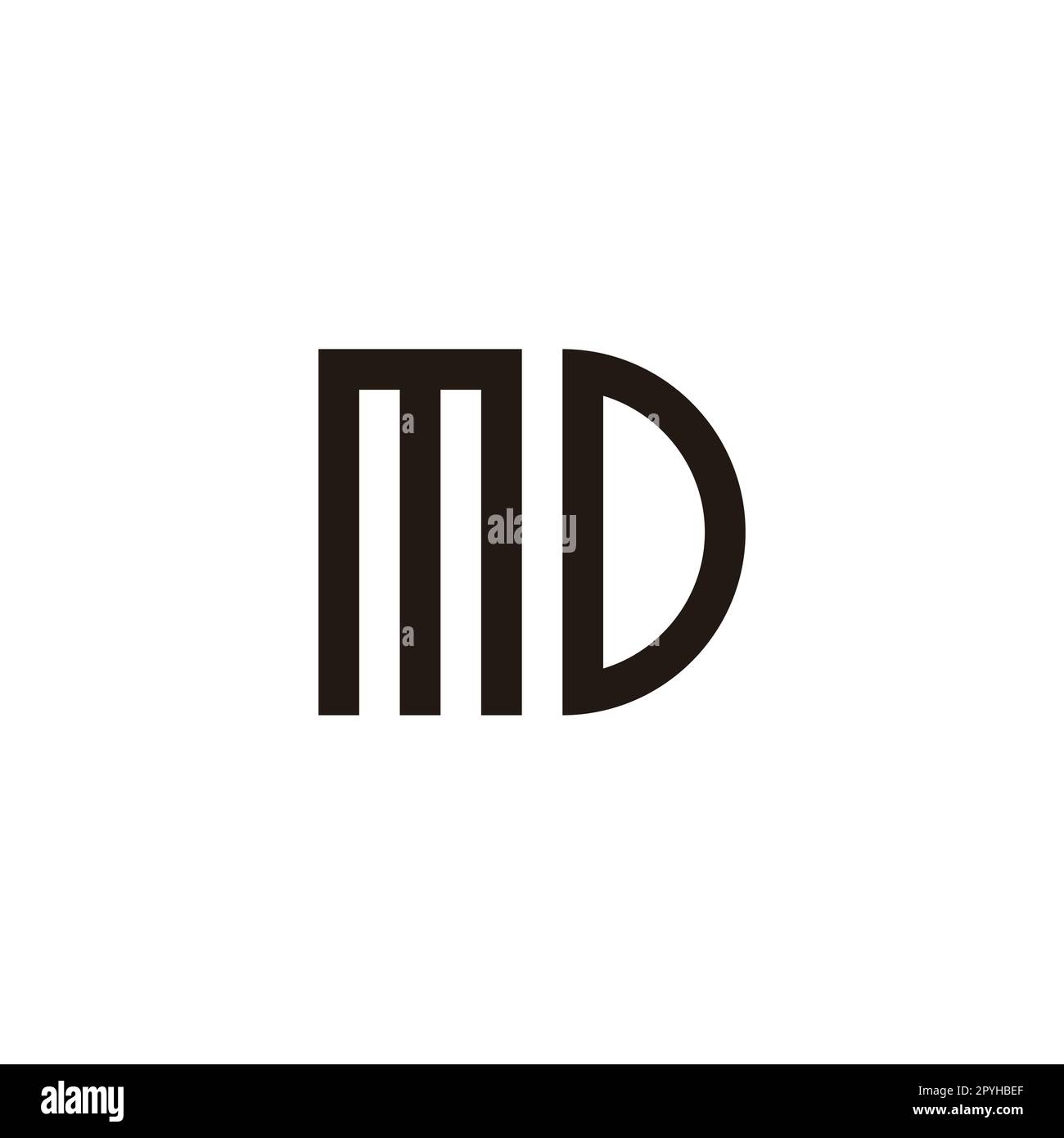Letter m and D, outline geometric symbol simple logo vector Stock ...