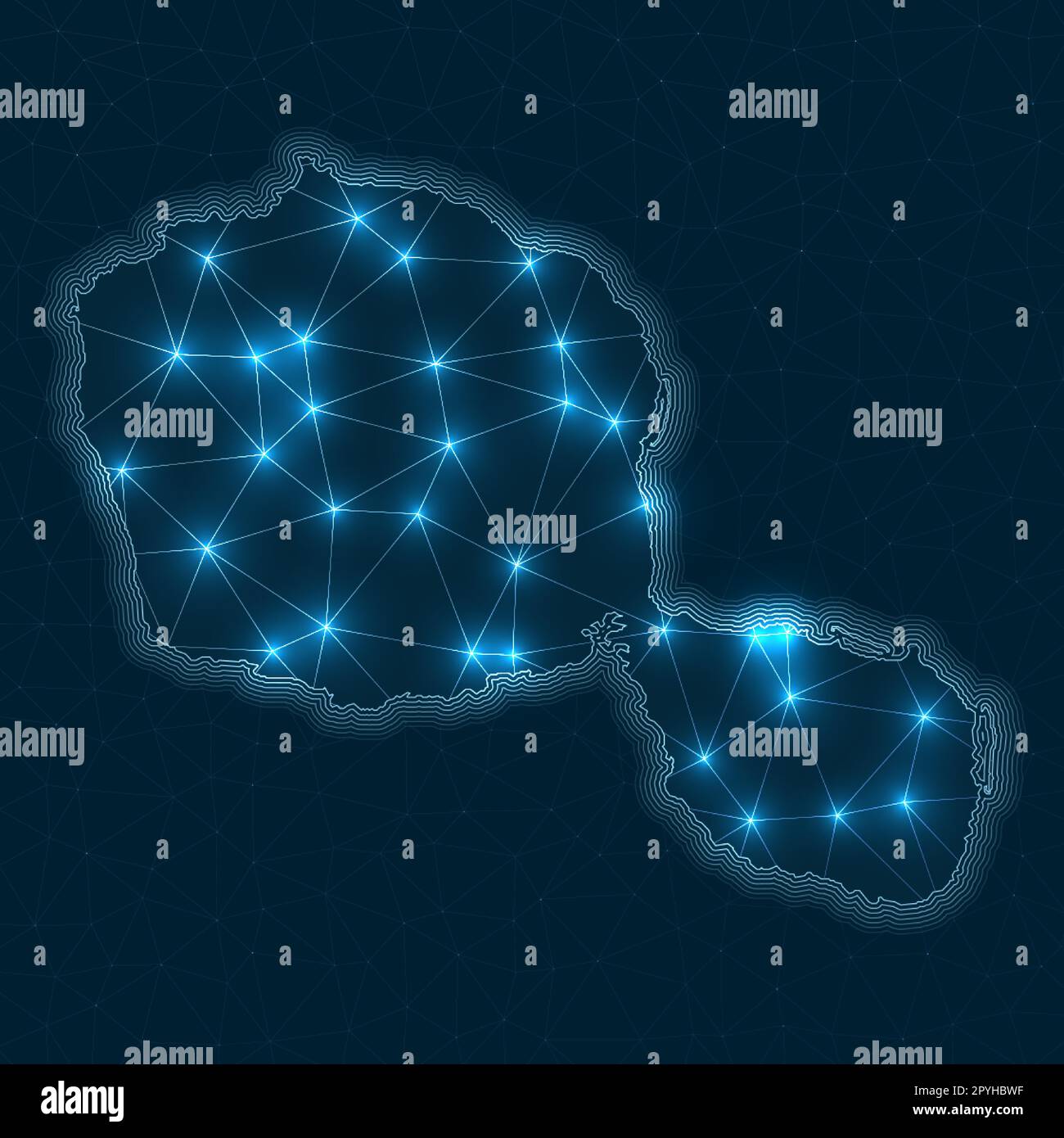 Tahiti network map. Abstract geometric map of the island. Digital ...