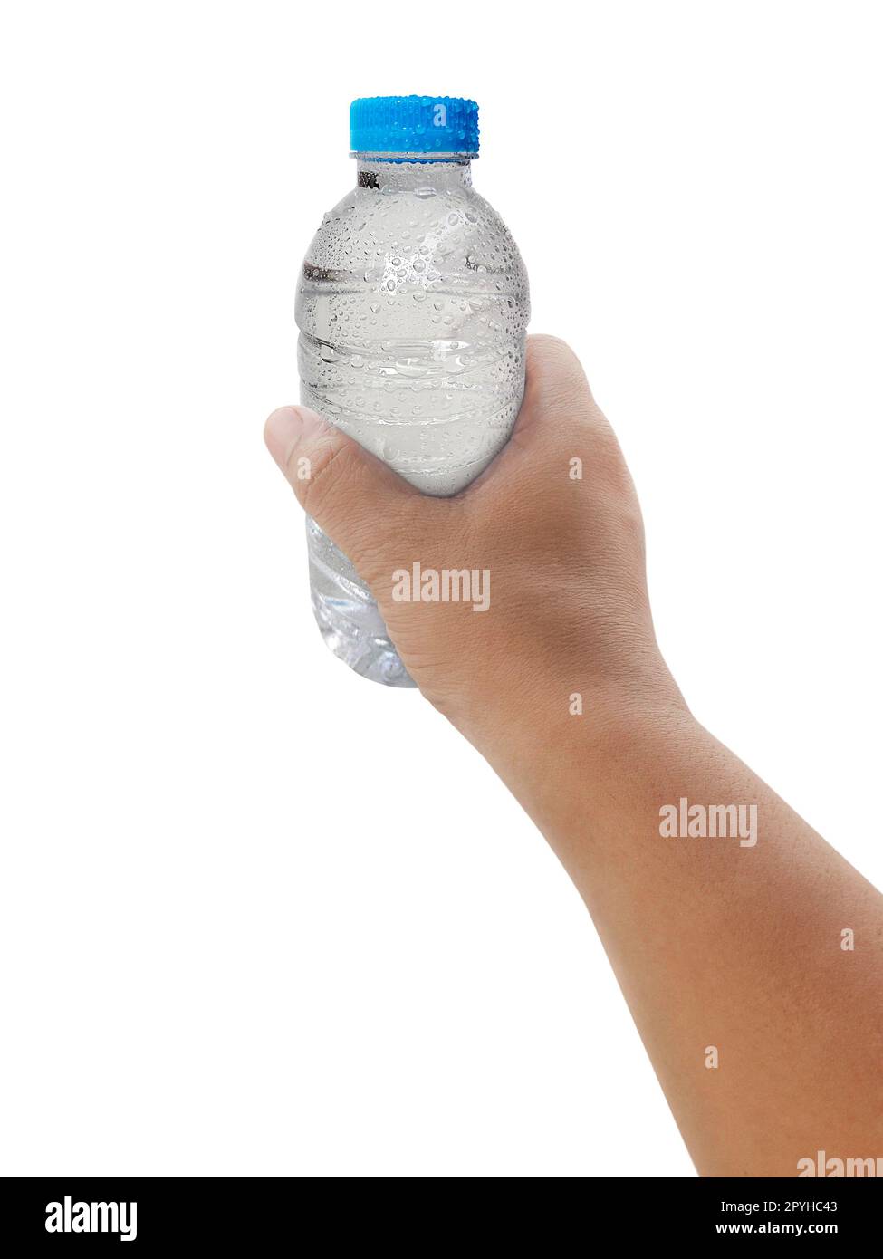 Man holding with bottle of water isolated on white background Stock ...