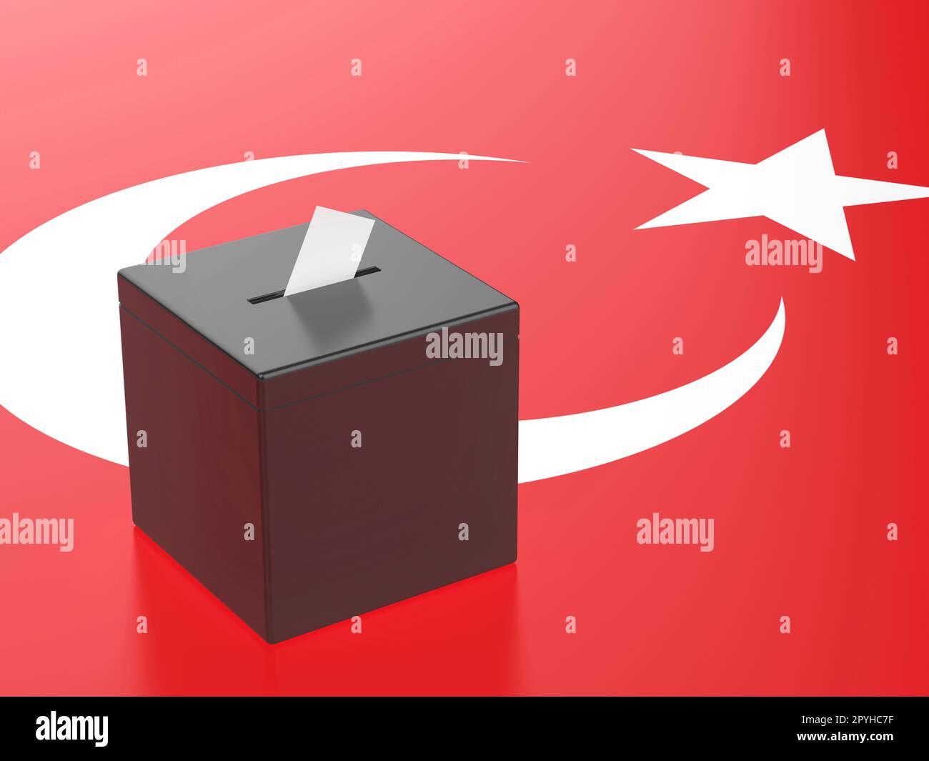 Ballot box with Turkish flag, concept image for elections in Turkiye ...