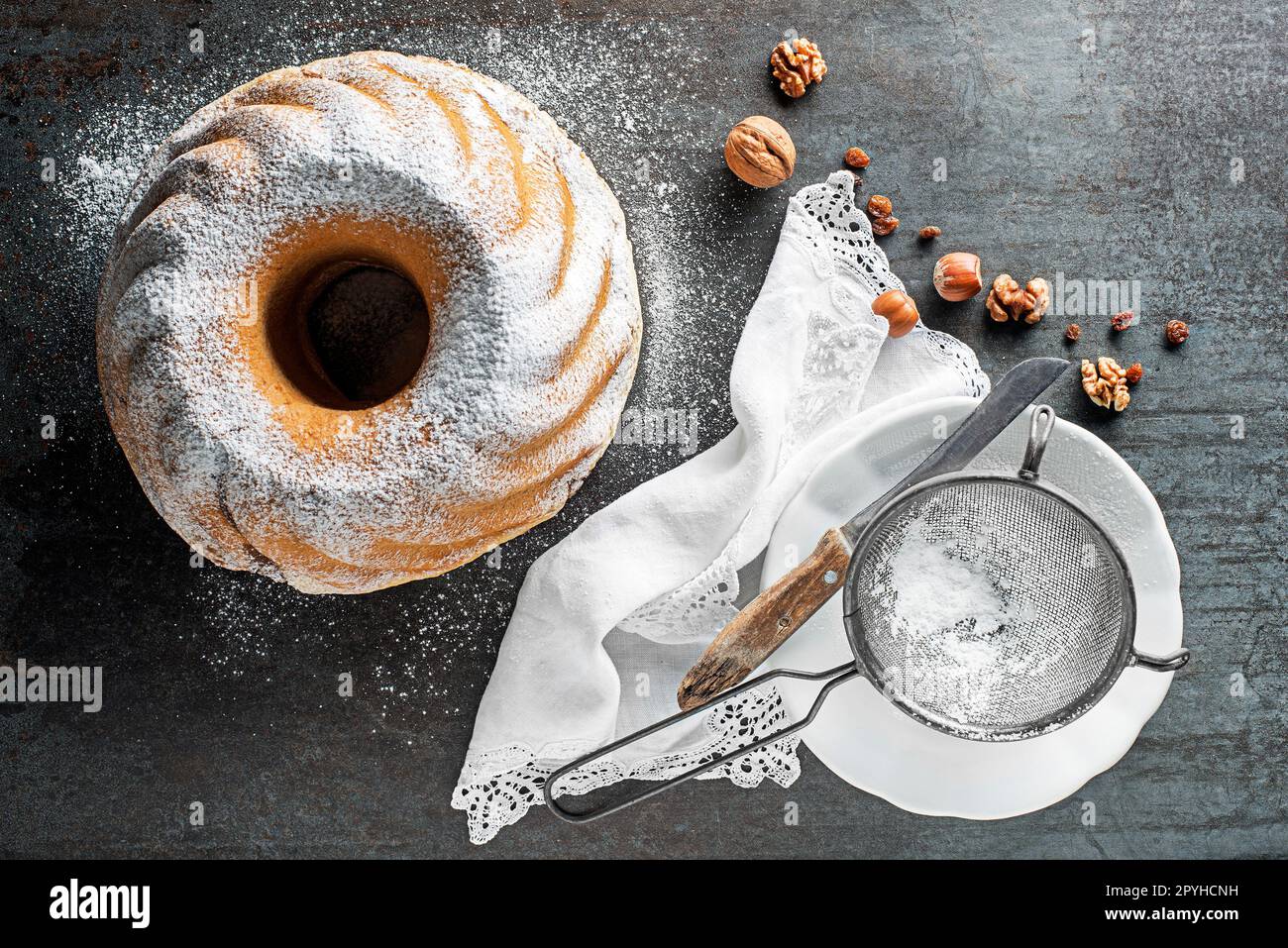 Potica bread cake roll with walnuts Stock Photo - Alamy
