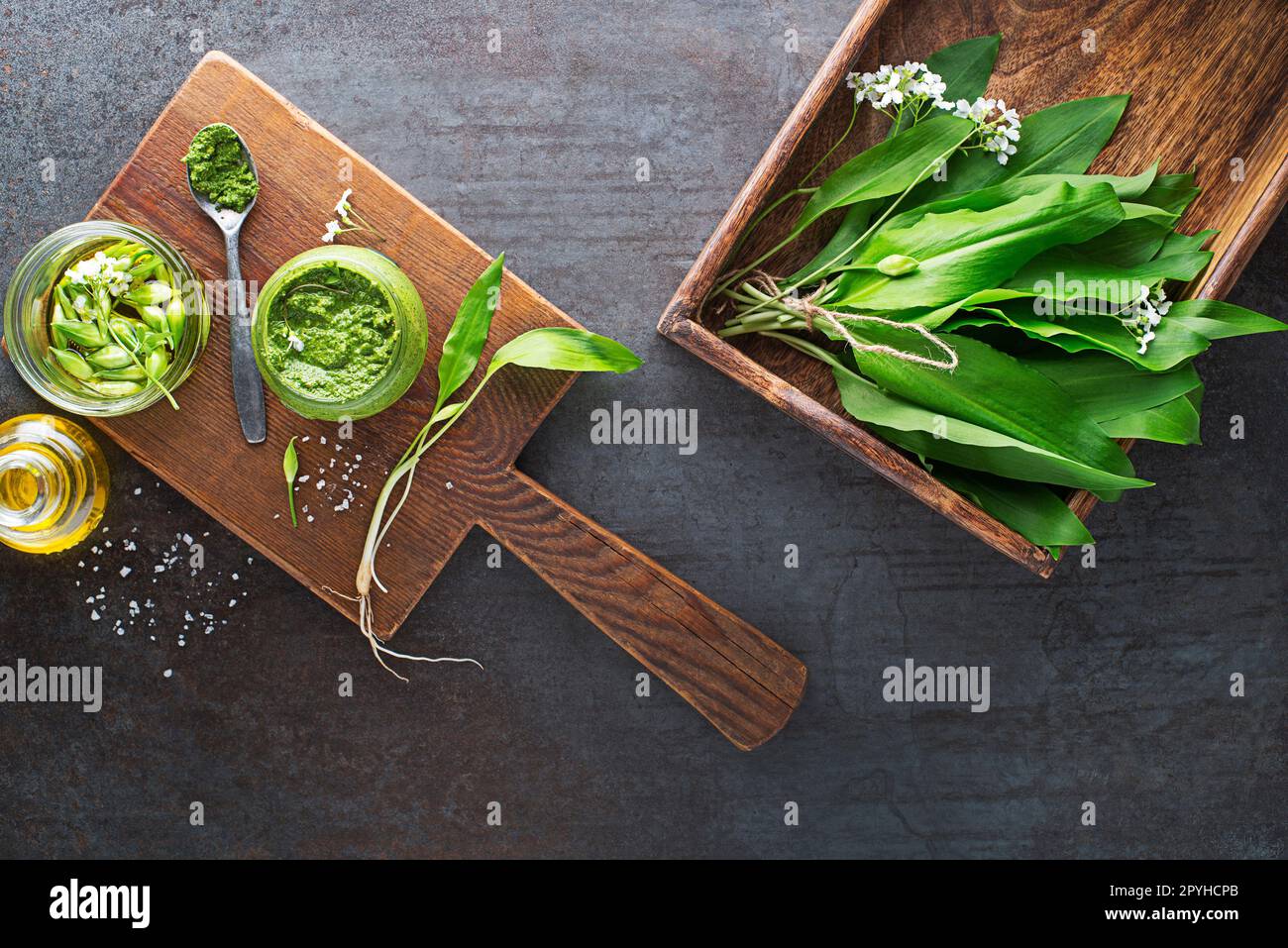 Ramson wild garlic pesto Stock Photo - Alamy