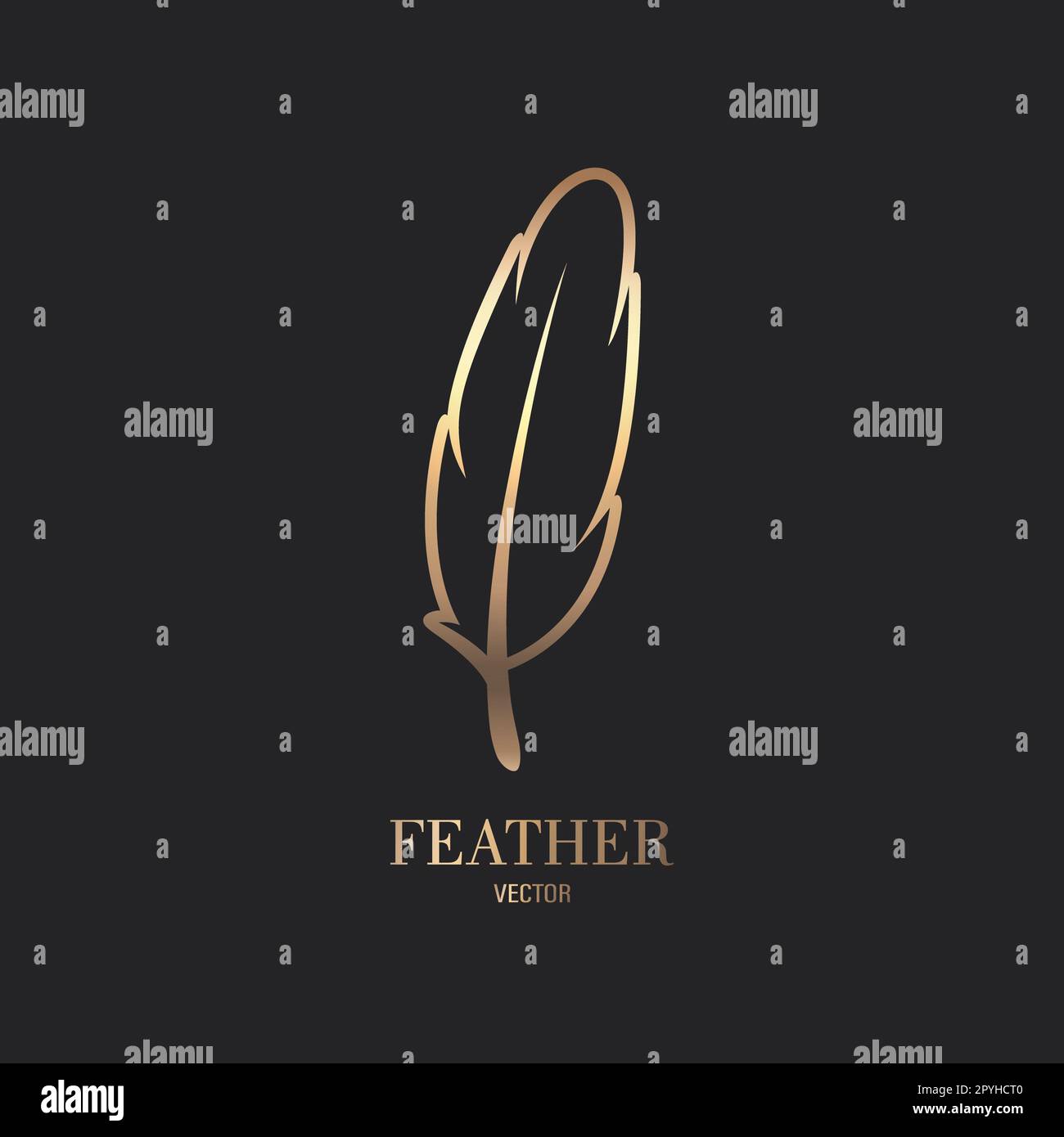 Vector Fluffy Golden Color Feather Logo Icon, Silhouette Feather ...
