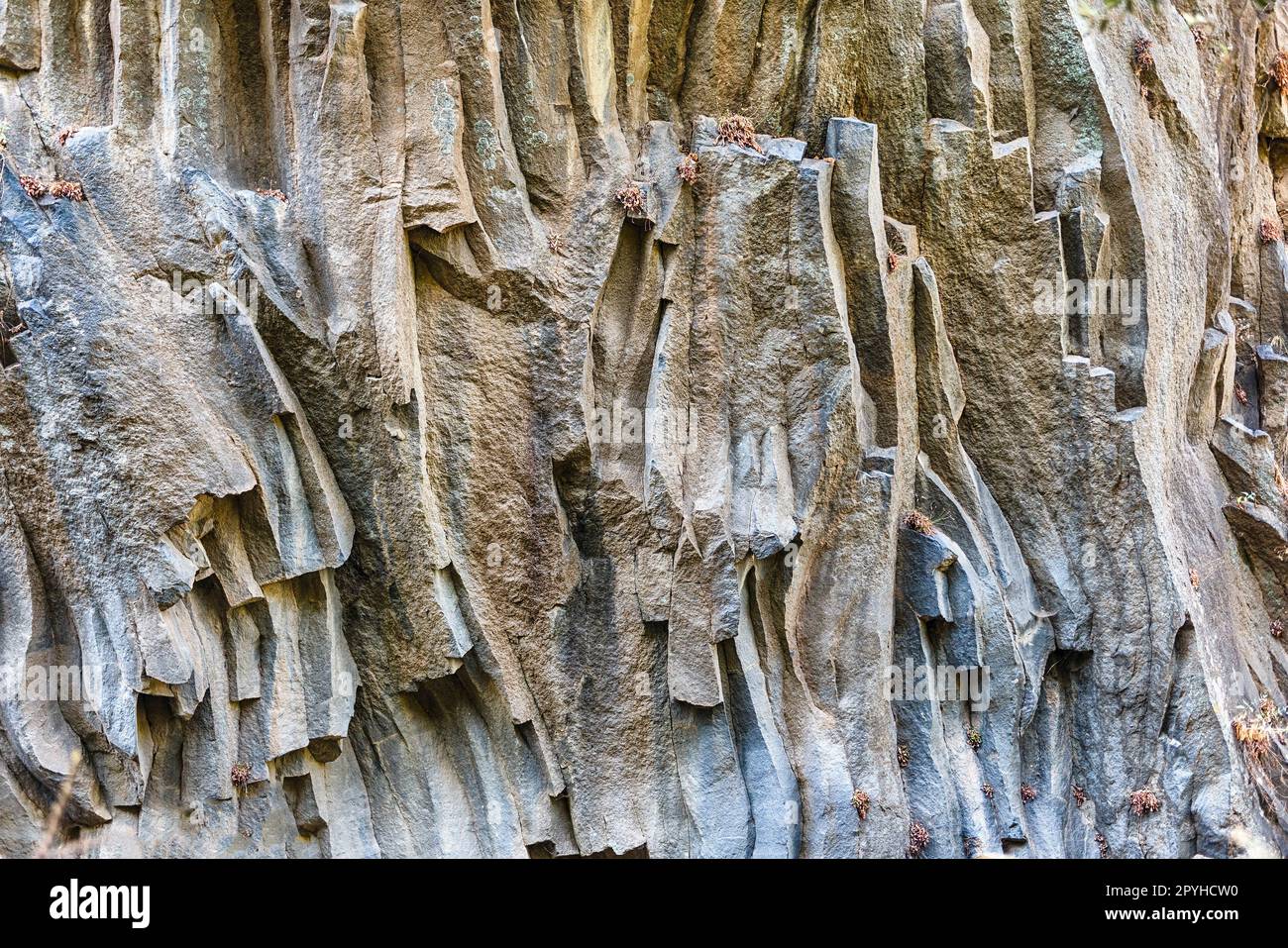 Texture of volcanic stones at the Alcantara Gorges, Sicily, Italy Stock ...