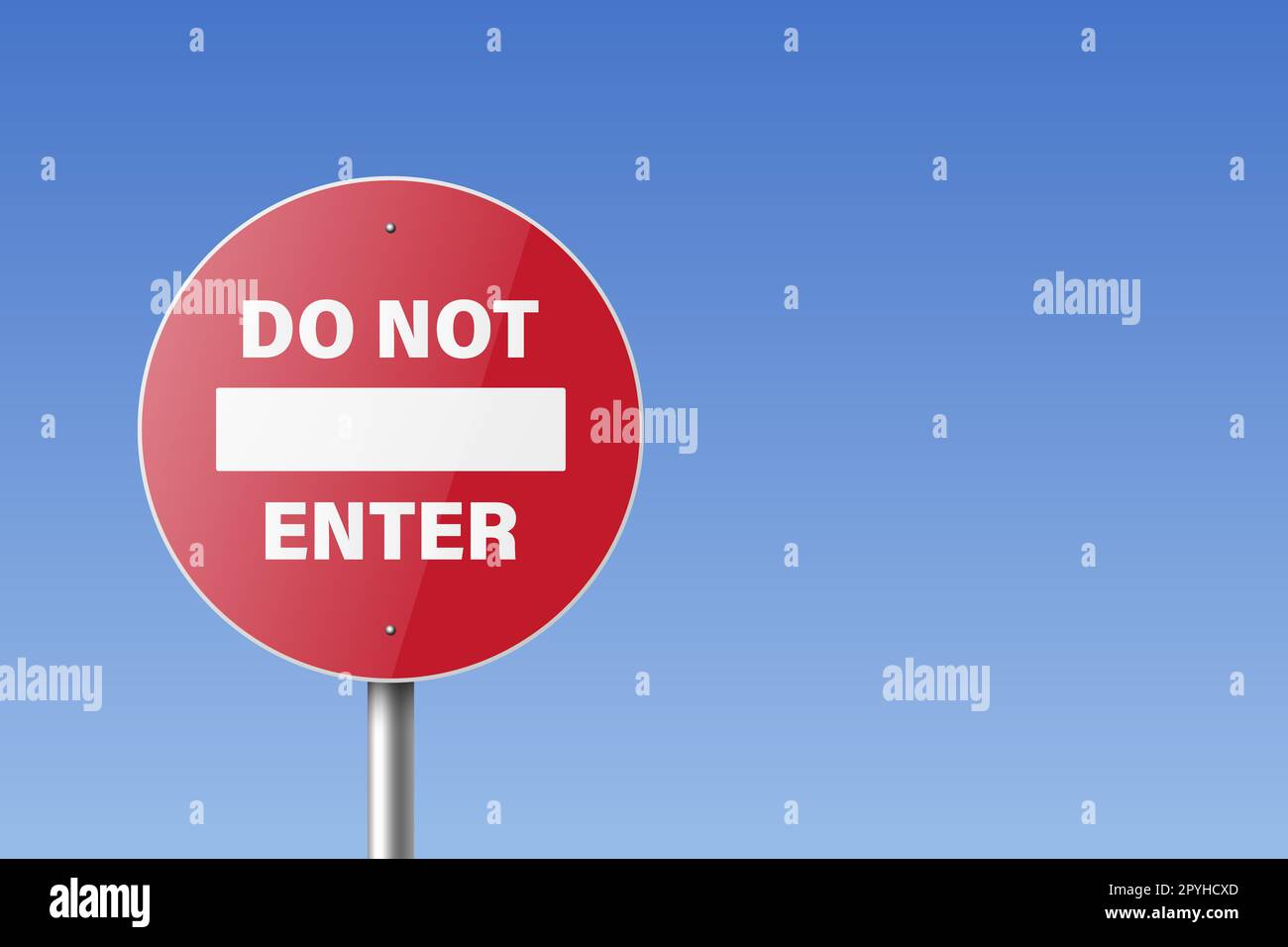 Do Not Enter. Vector White and Red Round Glossy Prohibition Stop Sign ...