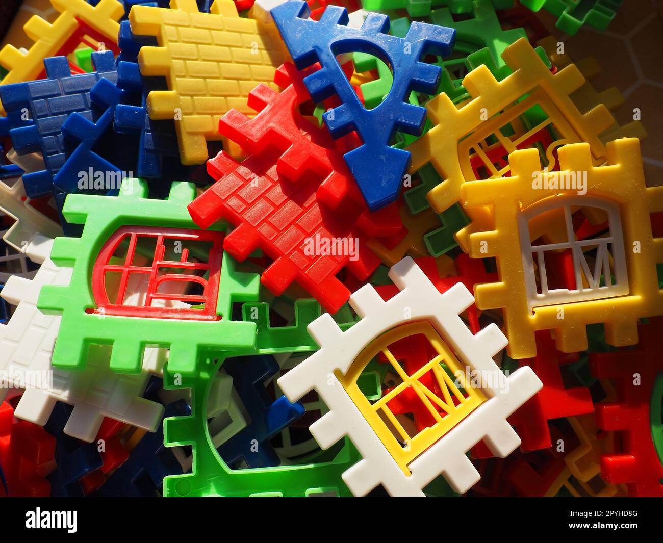 children's designer toy. Plastic bright multi-colored blocks for ...