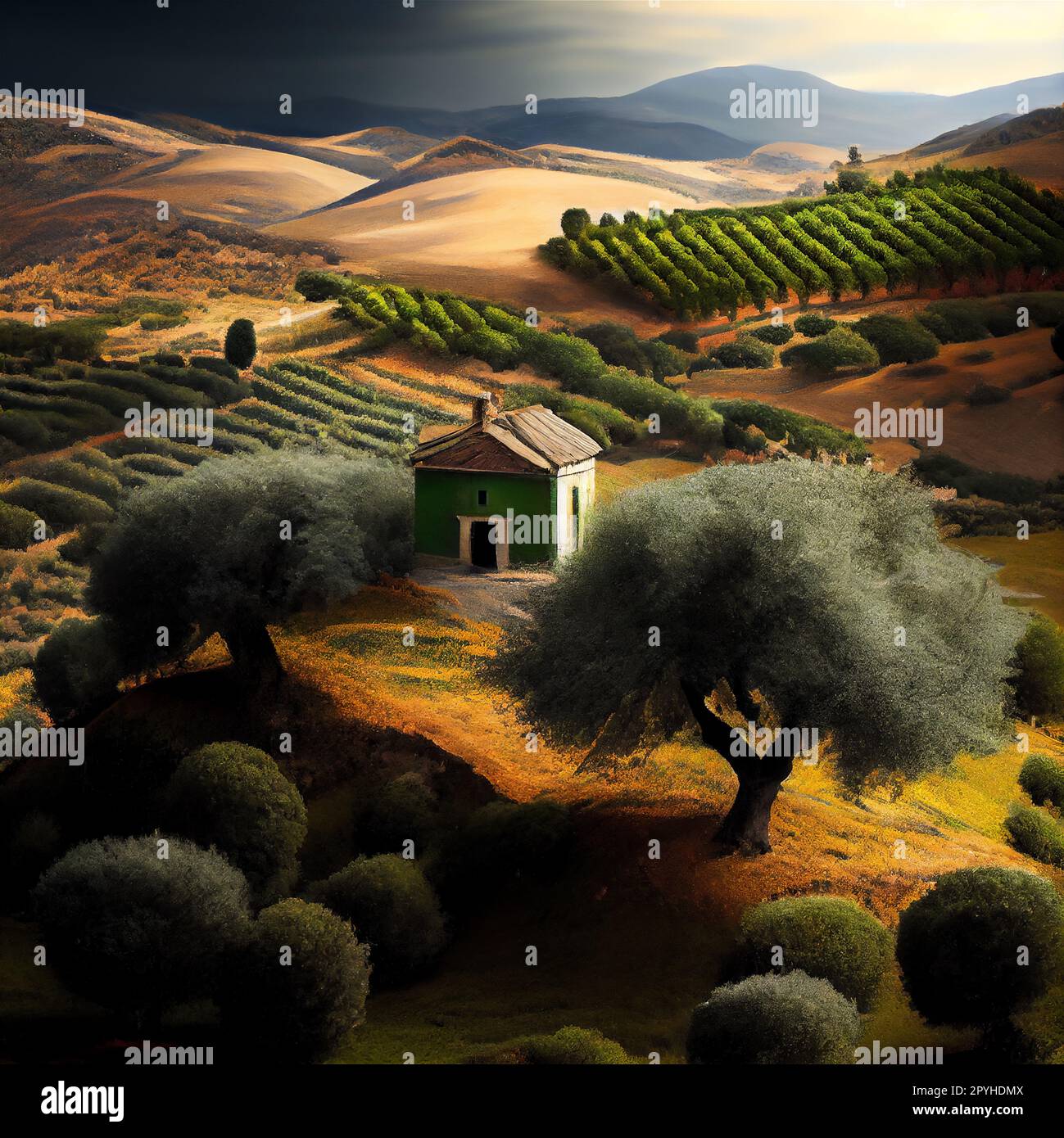 Small olive tree farm Stock Photo - Alamy