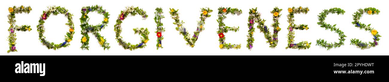 Colorful Blooming Flower Letters Building Word Forgiveness Stock Photo ...