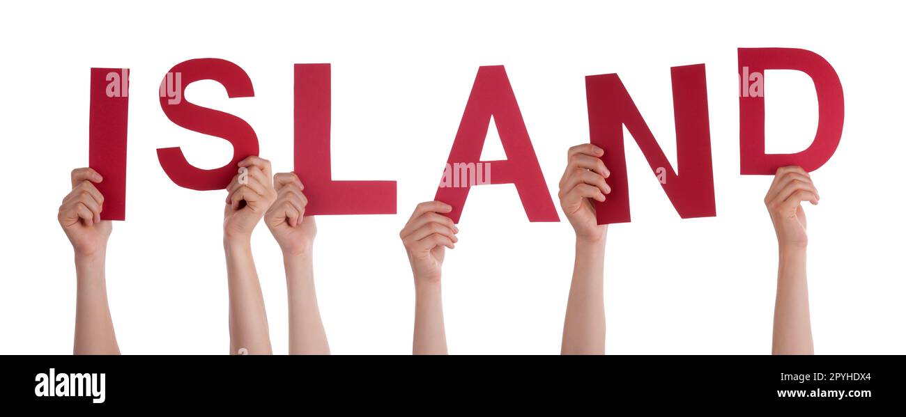 People Hands Building Word Island Means Iceland, Isolated Background ...