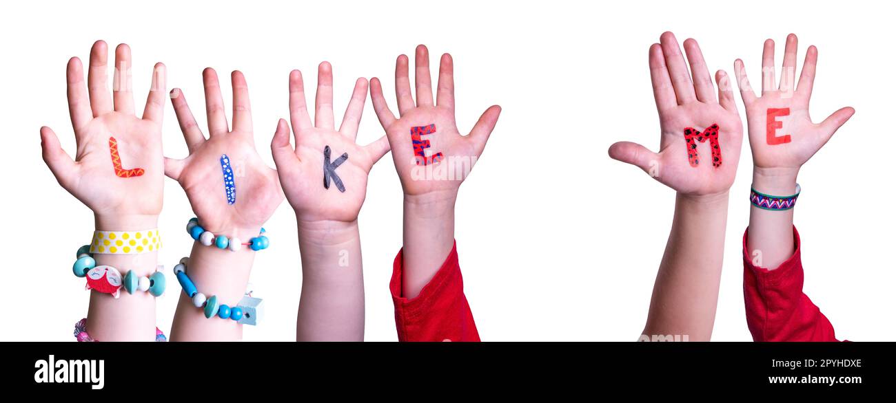 Children Hands Building Word Like Me, Isolated Background Stock Photo ...