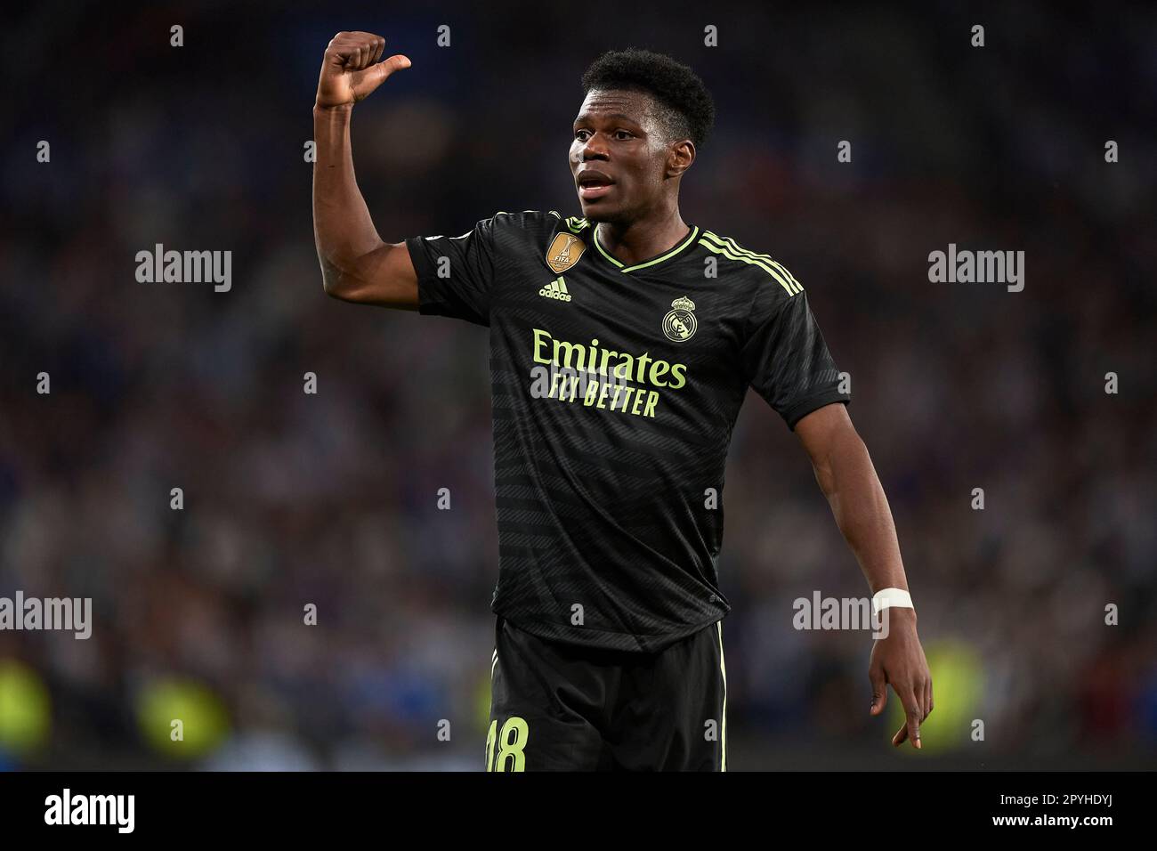 Aurelien Tchouameni of Real Madrid CF looks on during the La Liga ...