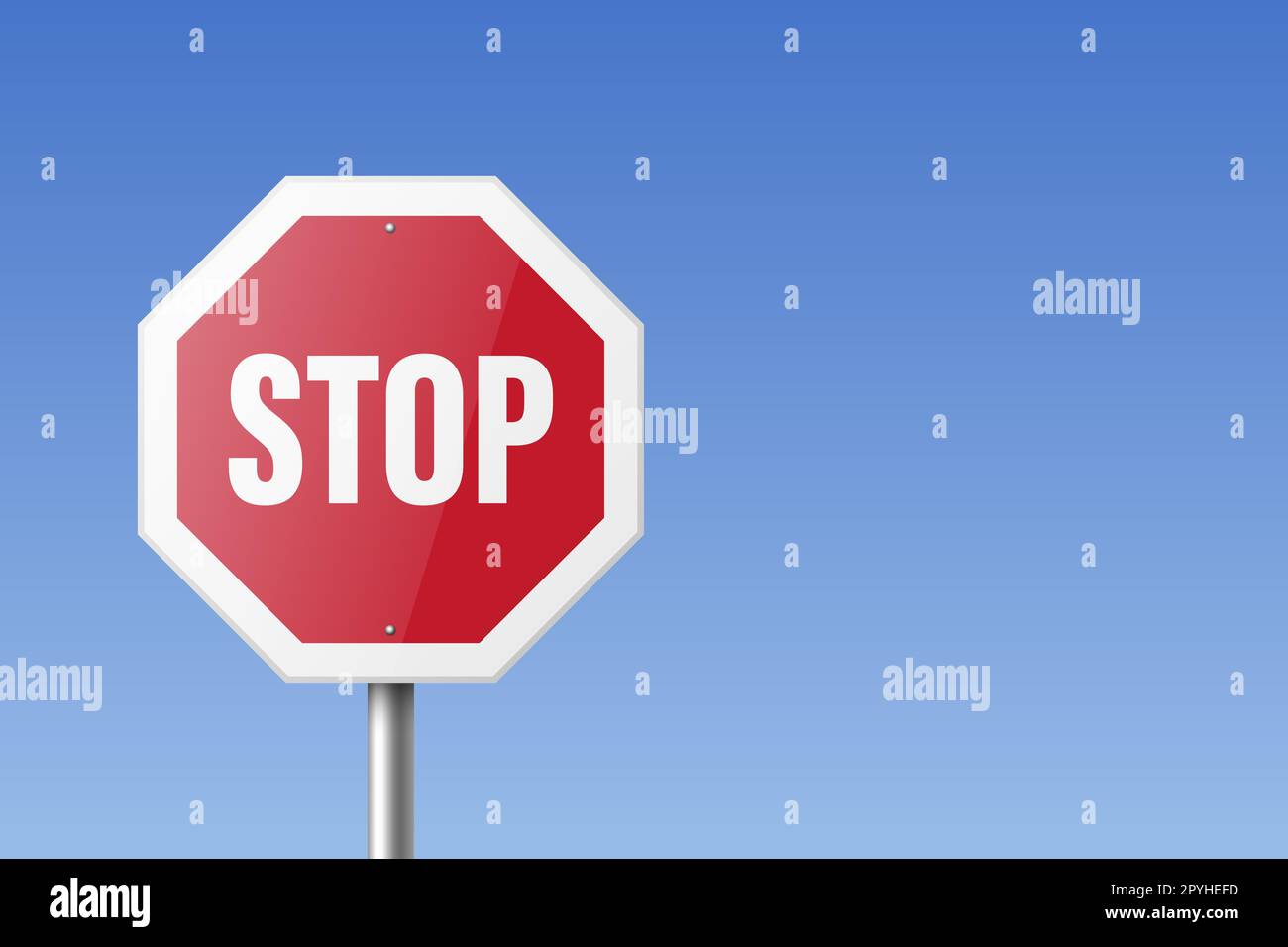 Stop. Vector White and Red Round Glossy Prohibition Stop Sign - Warning ...