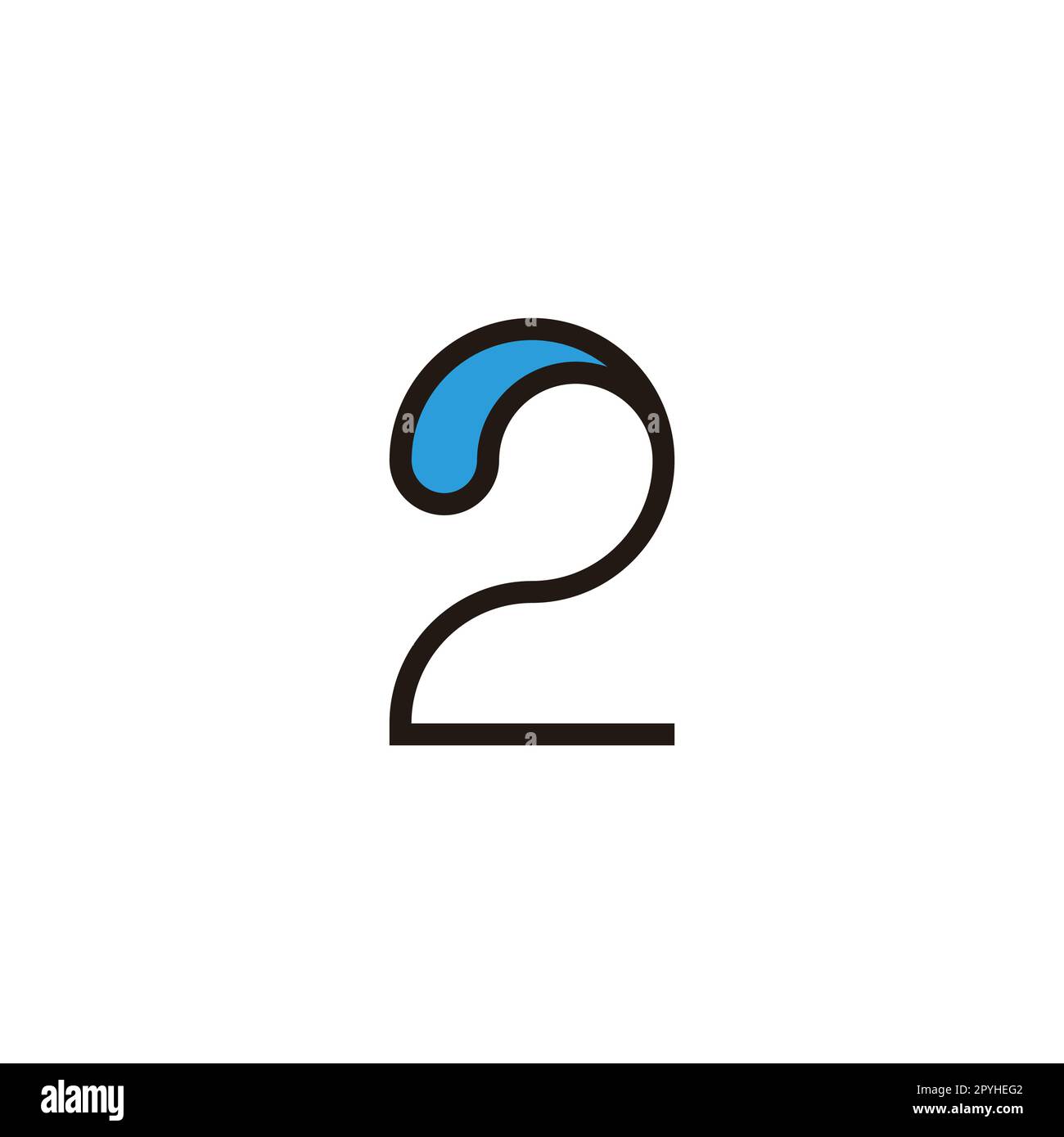 Number 2 splash, water line, geometric symbol simple logo vector Stock ...