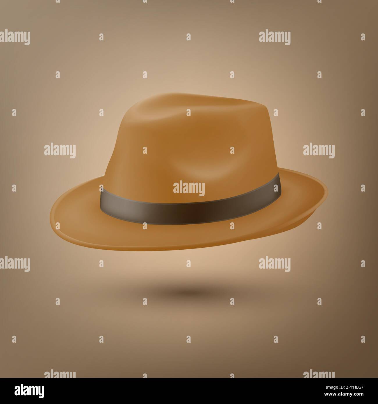 Vector 3d Realistic Brown Vintage Classic Gentleman Hat, Cap Icon ...