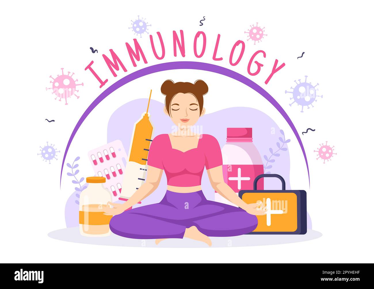 Immunology Illustration with People Immune Protection System Helping to ...