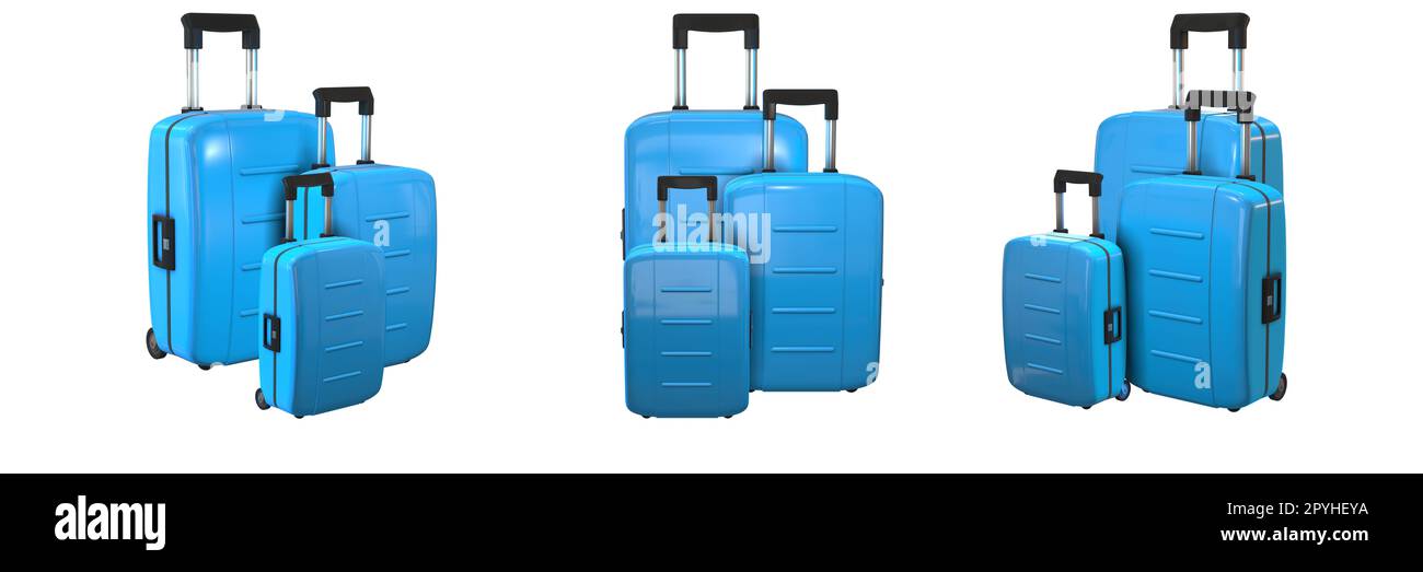 trolley bag on white background, left, front and right view (3d render ...