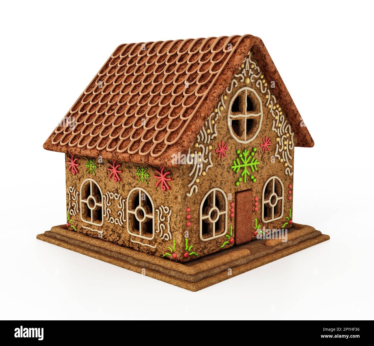 Gingerbread house isolated on white background. 3D illustration Stock ...