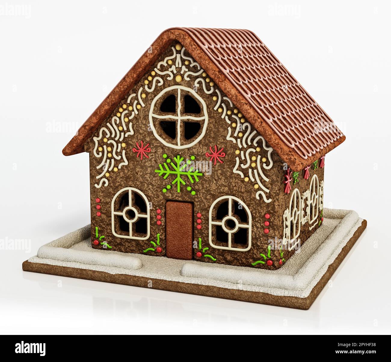 Gingerbread house isolated on white background. 3D illustration Stock ...