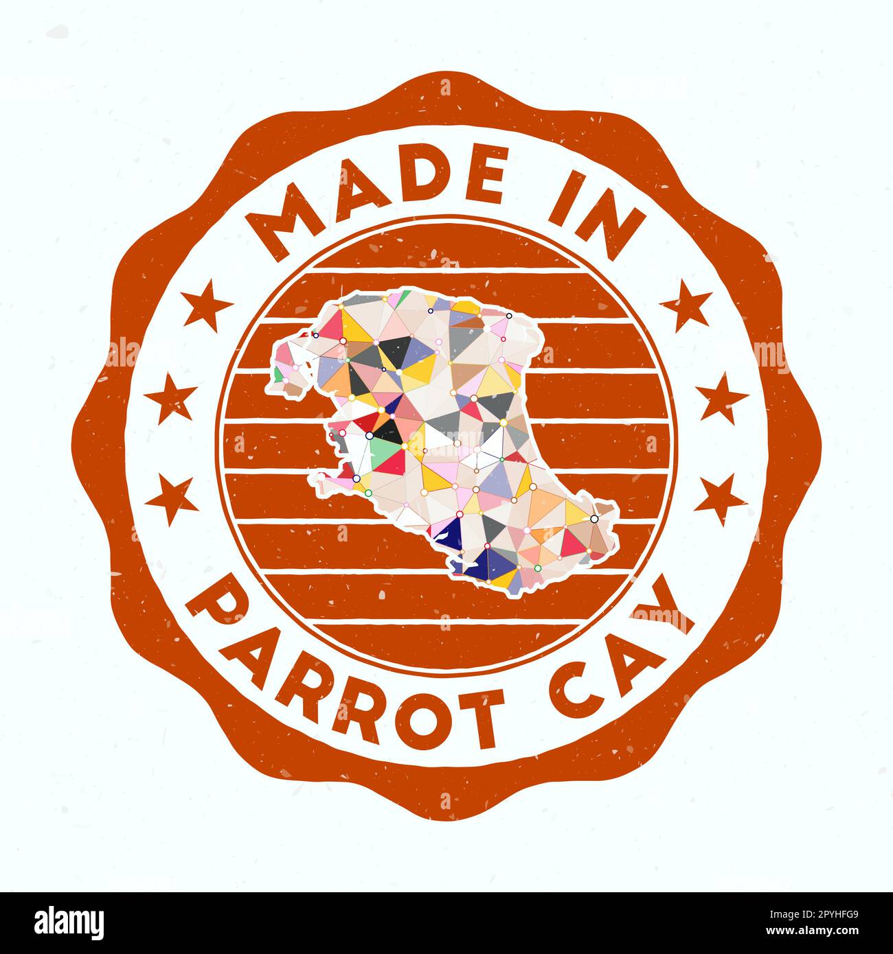 Made In Parrot Cay. Island round stamp. Seal of Parrot Cay with border ...