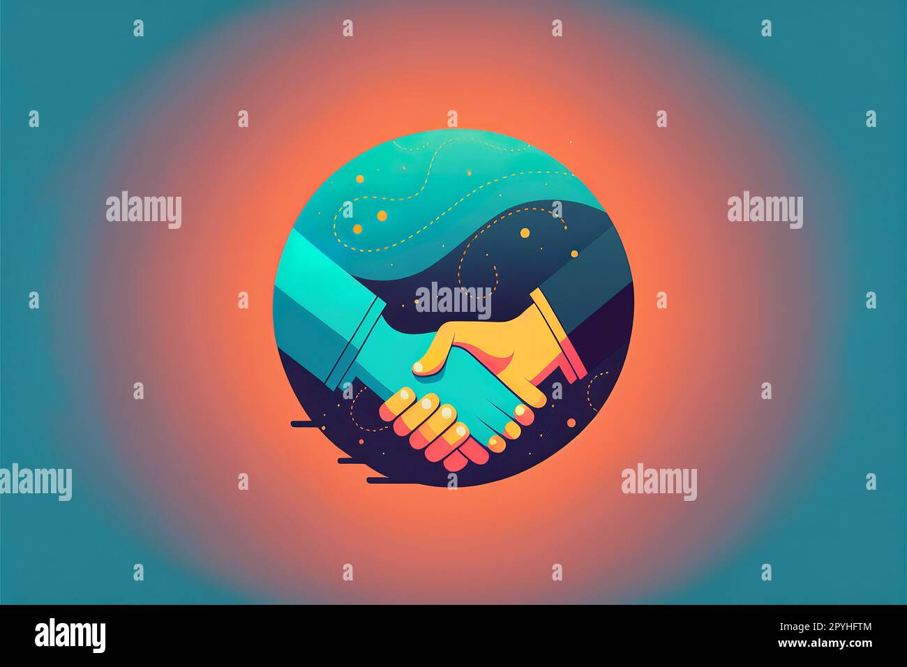 Abstract handshake isolated on blue background Stock Photo - Alamy