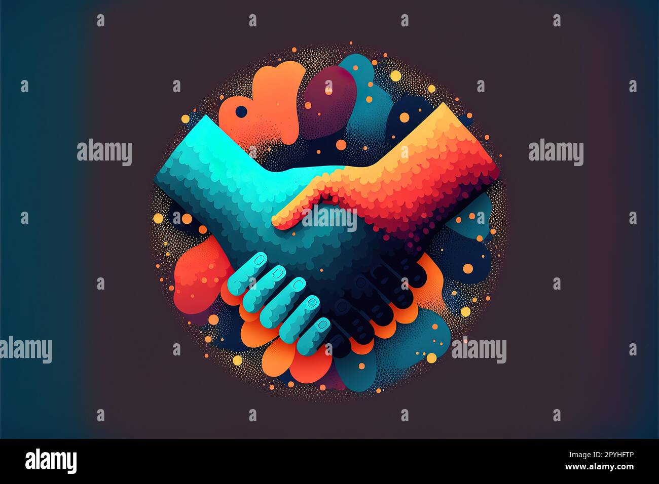 Abstract handshake isolated on blue background Stock Photo - Alamy