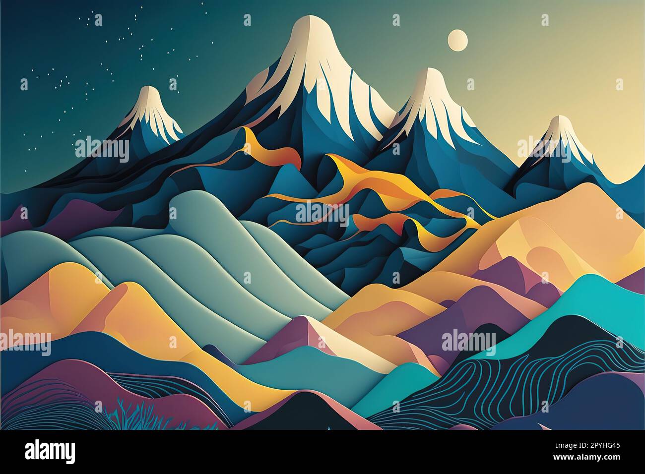 Mountain Landscape. Mountainous Terrain. Vector Illustration. Abstract ...