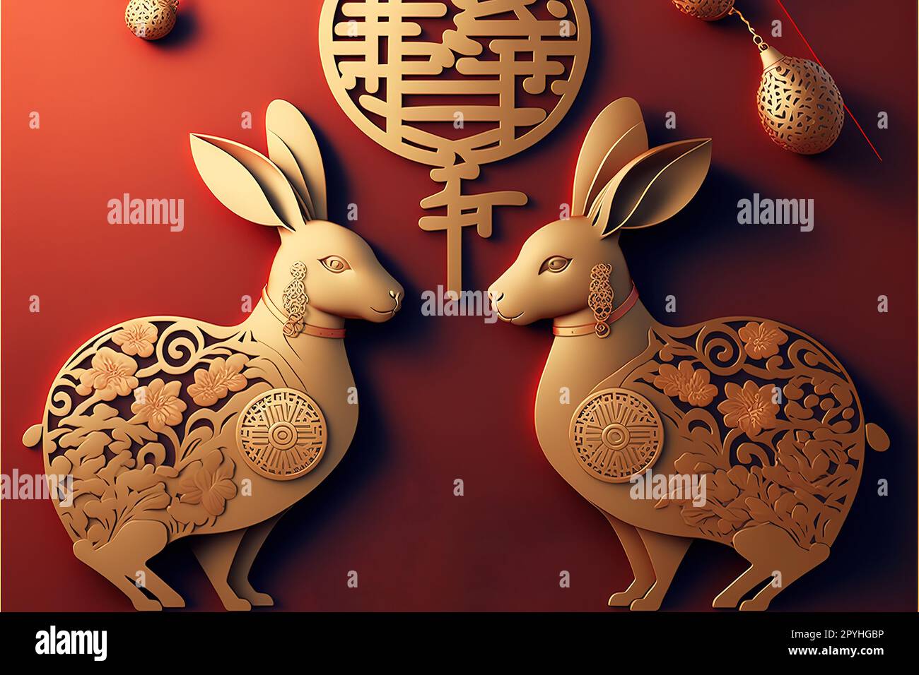 3D year of the rabbit banner Stock Photo - Alamy