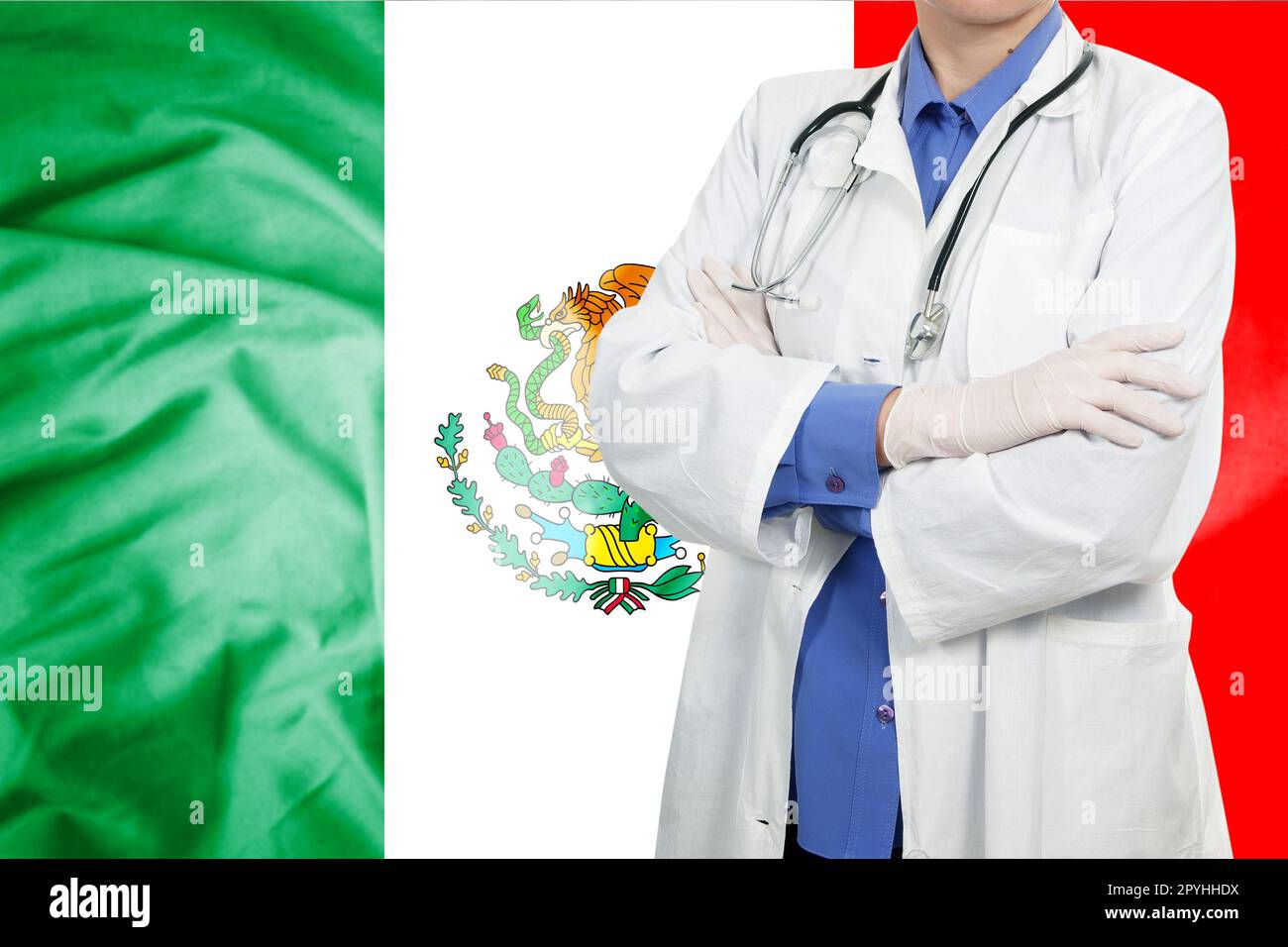 Doctor standing with the flag Stock Photo - Alamy