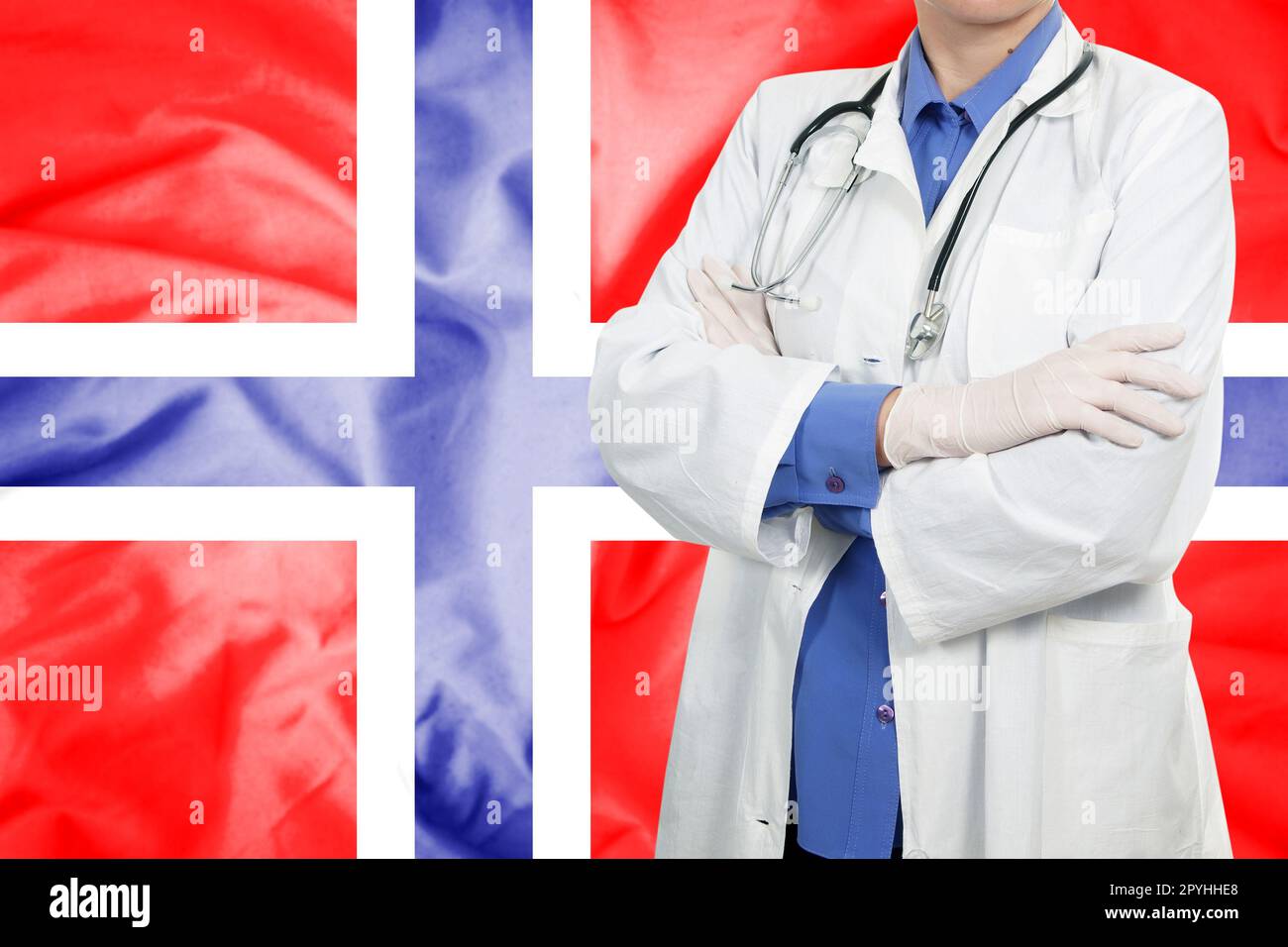 Doctor standing with the flag Stock Photo - Alamy