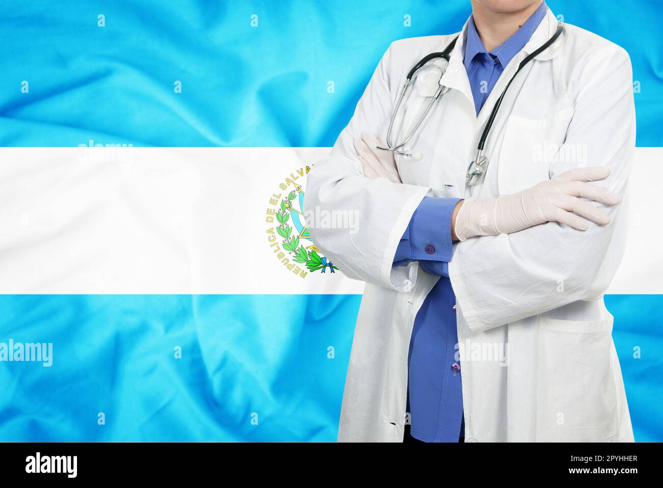 Doctor standing with the flag Stock Photo - Alamy