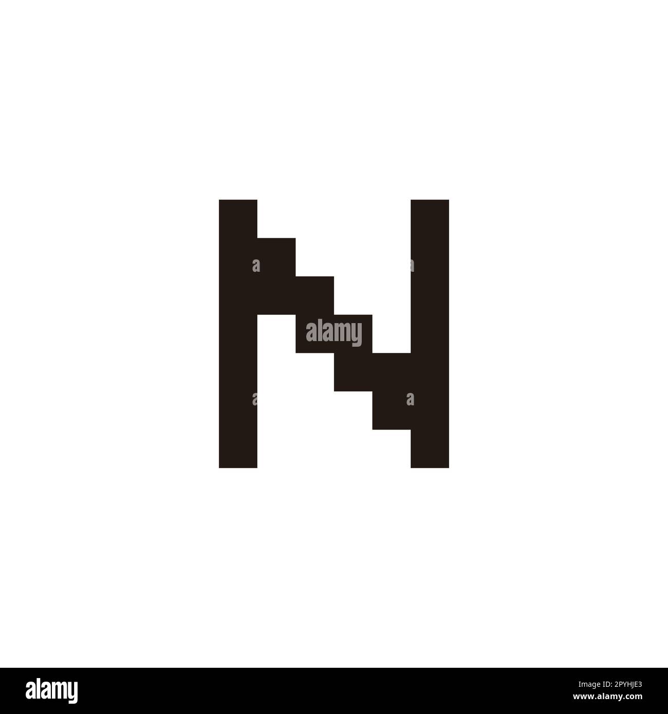 Letter N stairs, unique geometric symbol simple logo vector Stock ...