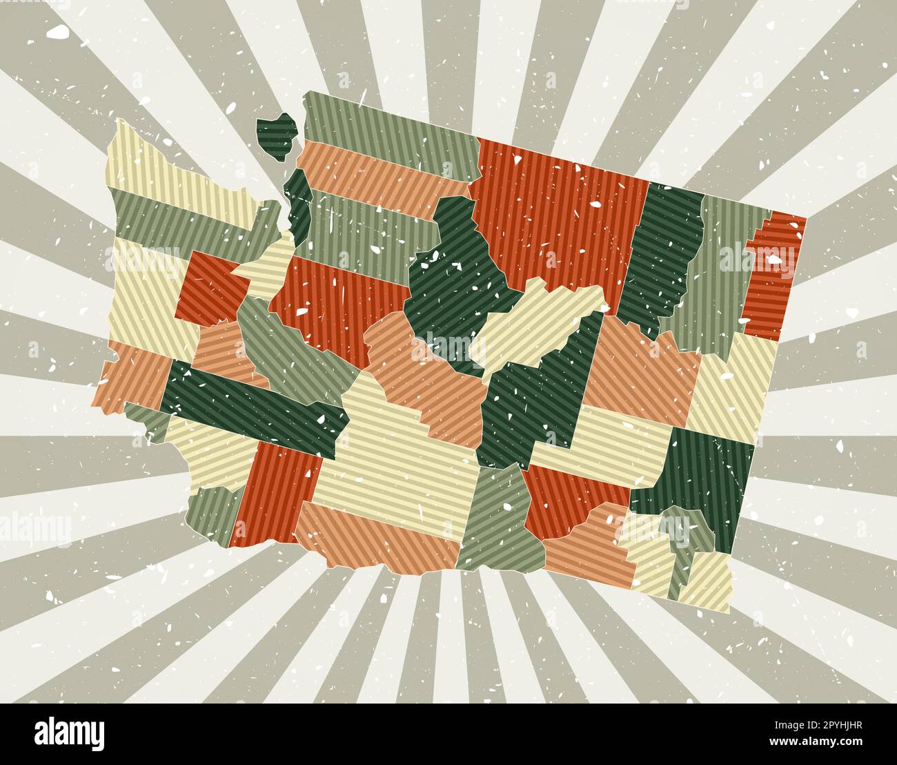 Washington vintage map. Grunge poster with map of the US state in retro ...