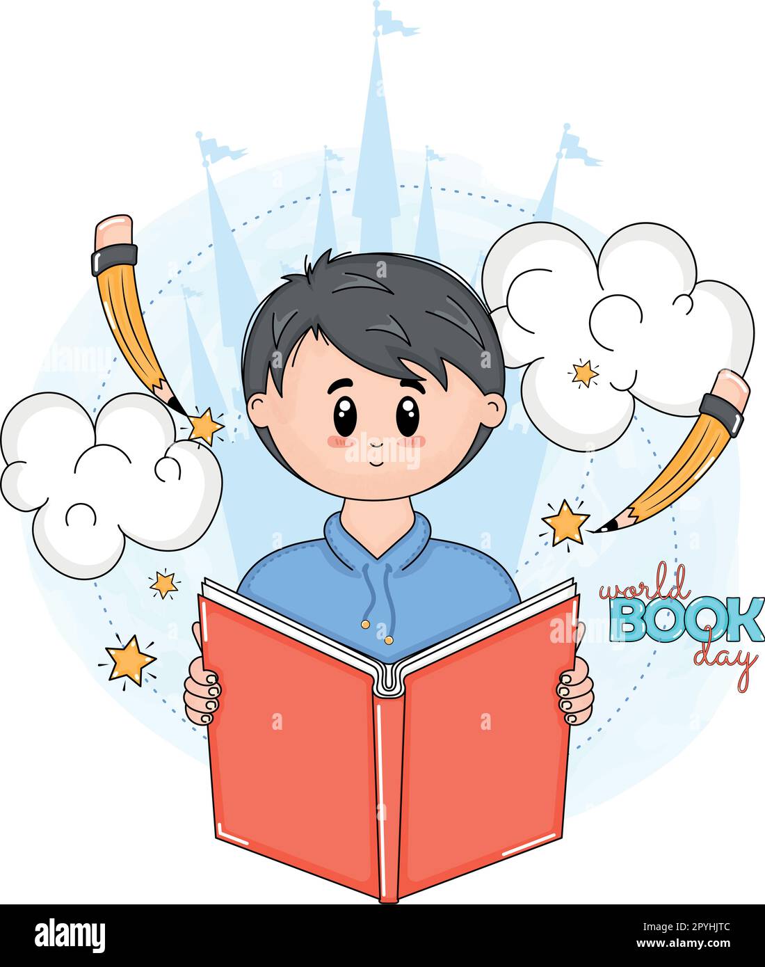 Isolated boy cartoon with a book World book day Vector Stock Vector ...